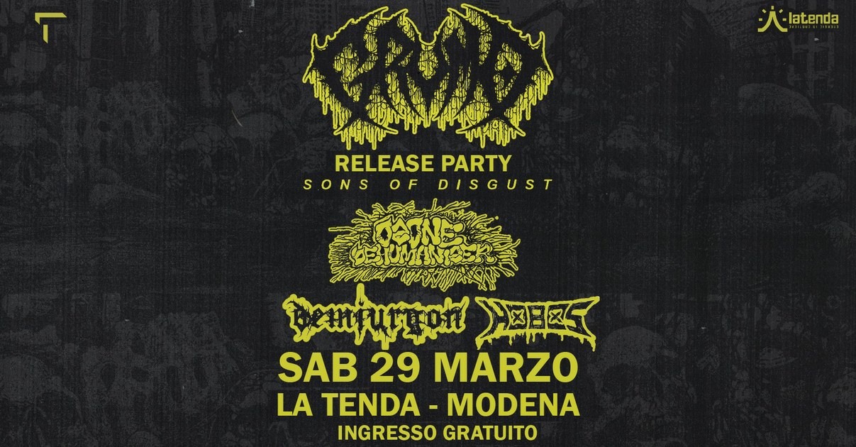 Sons of Disgust: Grumo + Ozone Dehumanizer + Hobos + Demiurgon — La Tenda
